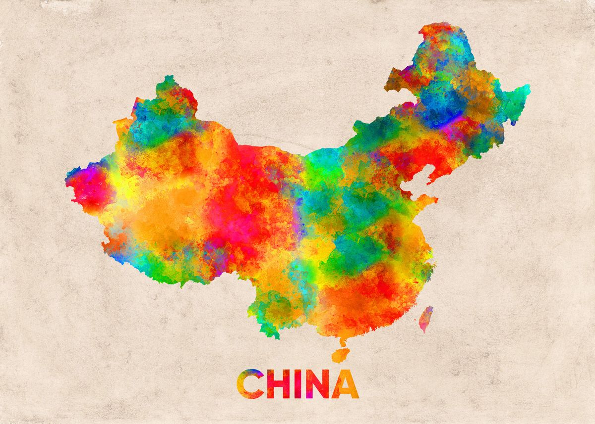 'china map' Poster, picture, metal print, paint by SplashDesign | Displate