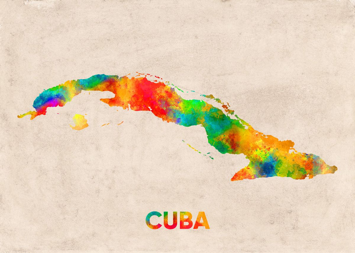 'cuba map' Poster, picture, metal print, paint by SplashDesign | Displate