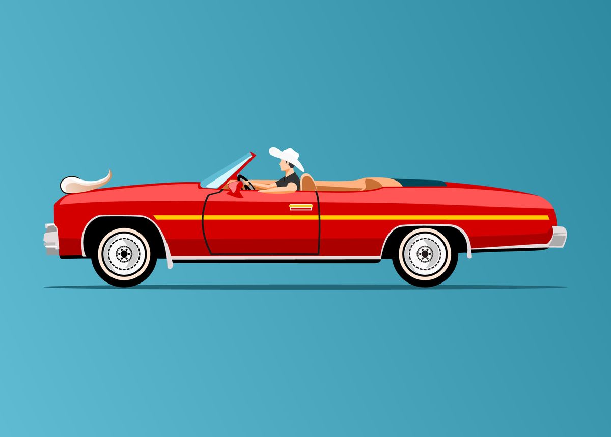 'Classic red car' Poster, picture, metal print, paint by Mamik Arbianto ...