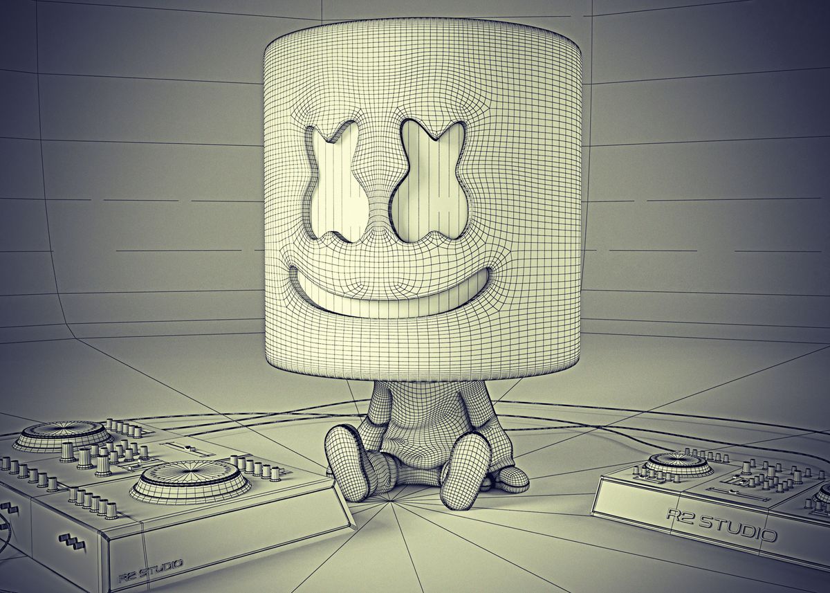 'DJ Marshmello' Poster, picture, metal print, paint by ZDai | Displate