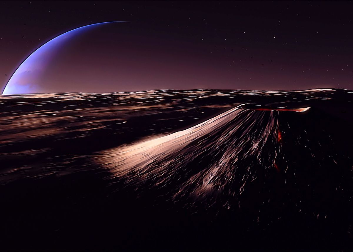 'Volcano on moon ' Poster by Donma Art | Displate