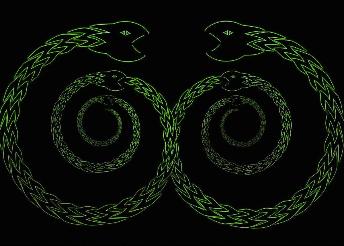 'Green ouroboros snake' Poster, picture, metal print, paint by Donma ...