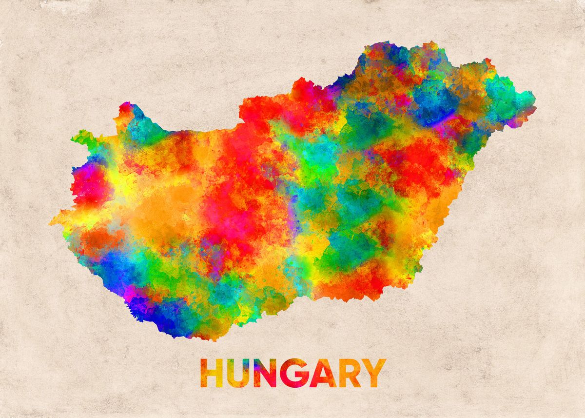'Hungary map' Poster, picture, metal print, paint by SplashDesign ...
