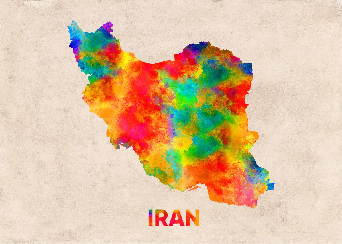 'iran map' Poster, picture, metal print, paint by SplashDesign | Displate
