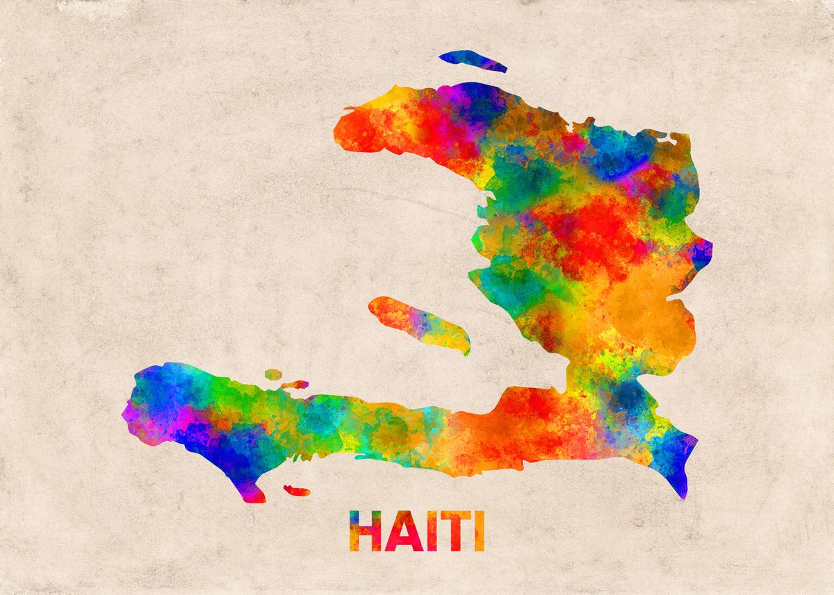 'haiti map' Poster, picture, metal print, paint by SplashDesign | Displate