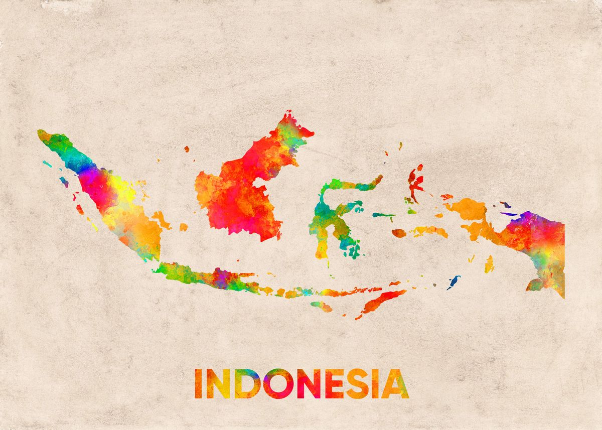 'indonesia map' Poster, picture, metal print, paint by SplashDesign ...