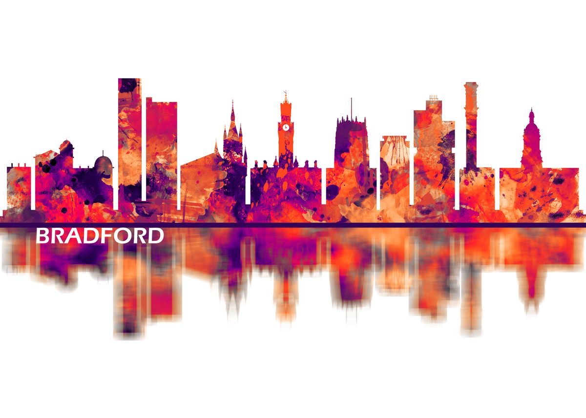 'Bradford England Skyline' Poster, picture, metal print, paint by ...