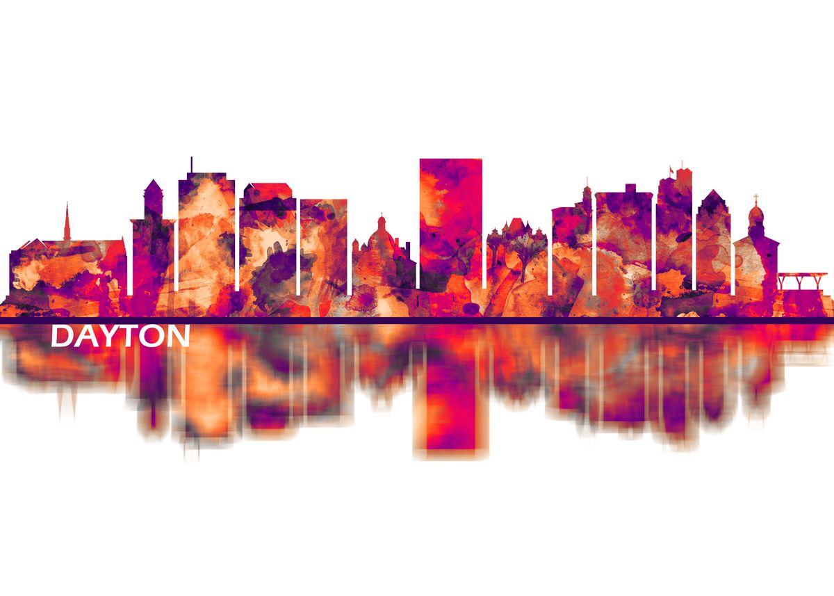 'Dayton Ohio Skyline' Poster, picture, metal print, paint by Towseef ...
