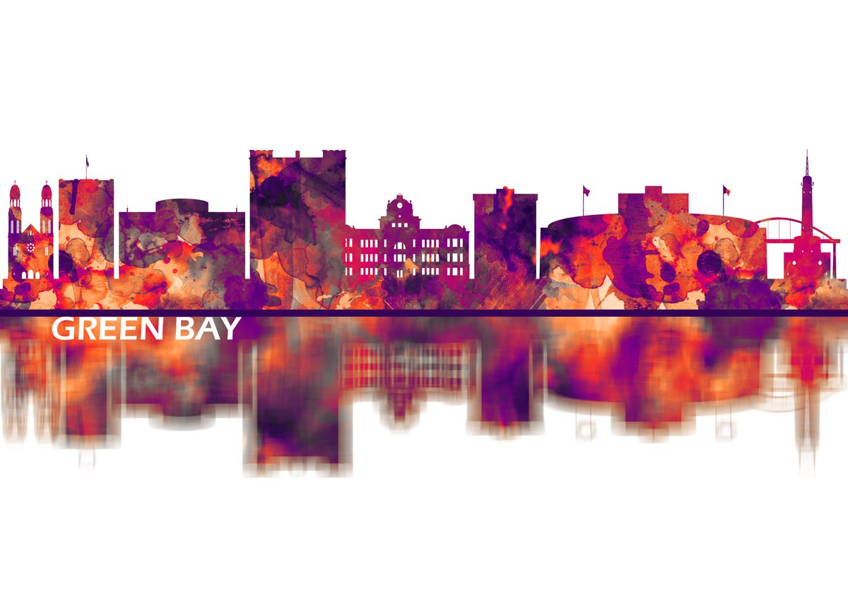 'Green Bay Skyline' Poster, picture, metal print, paint by Towseef Dar ...