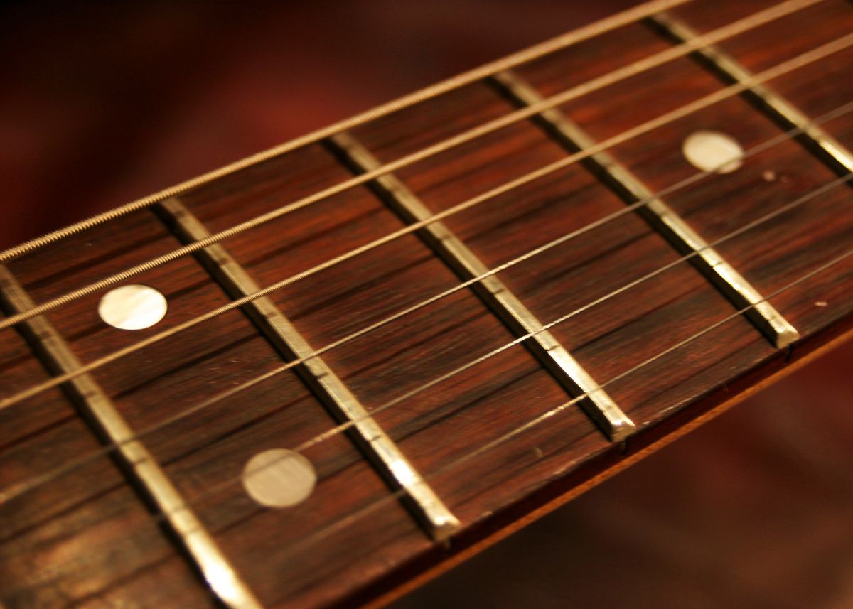 'Close Up Of Guitar Neck' Poster by HomeStead Digital | Displate