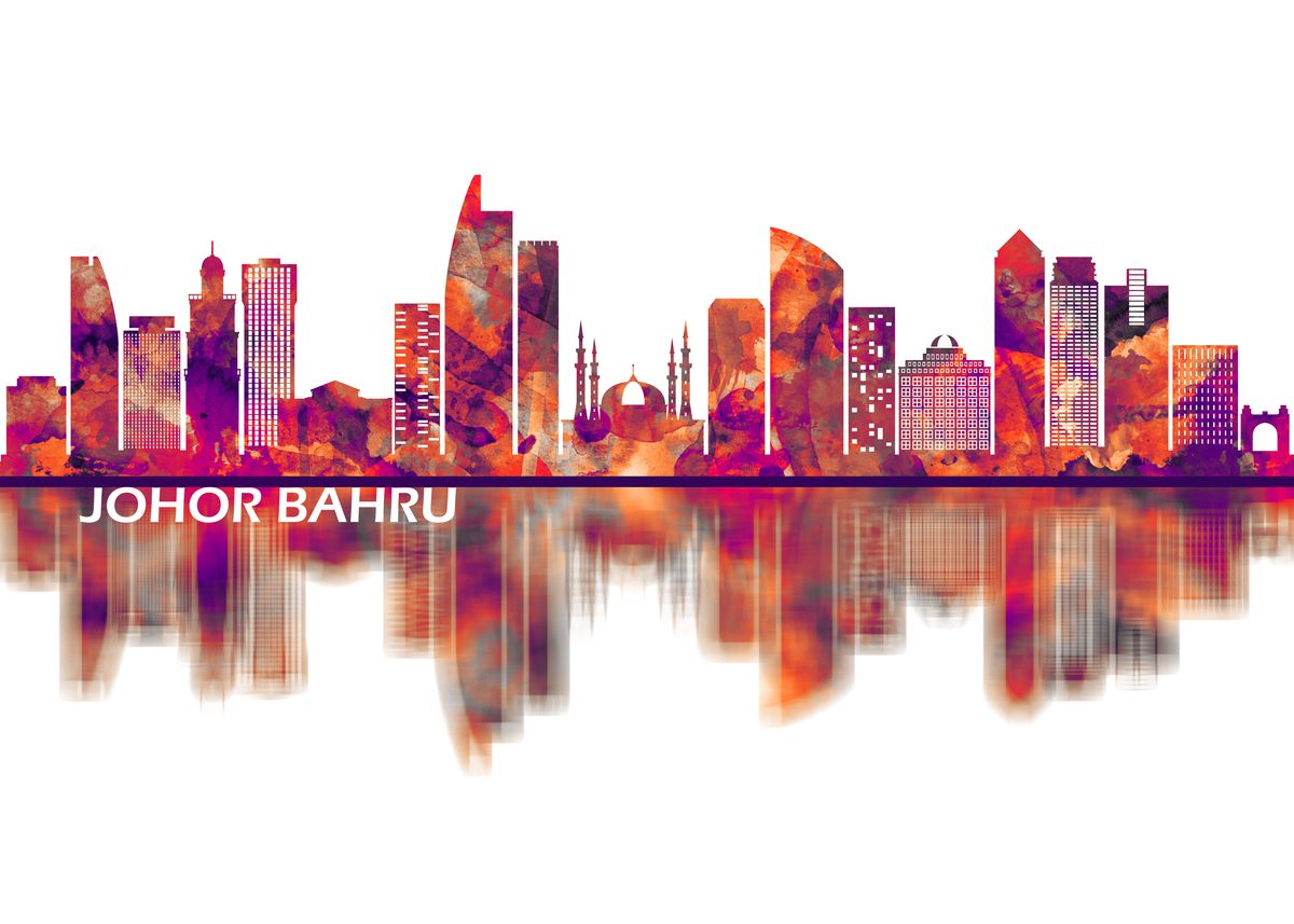 'Johor Bahru Skyline' Poster, picture, metal print, paint by Towseef ...