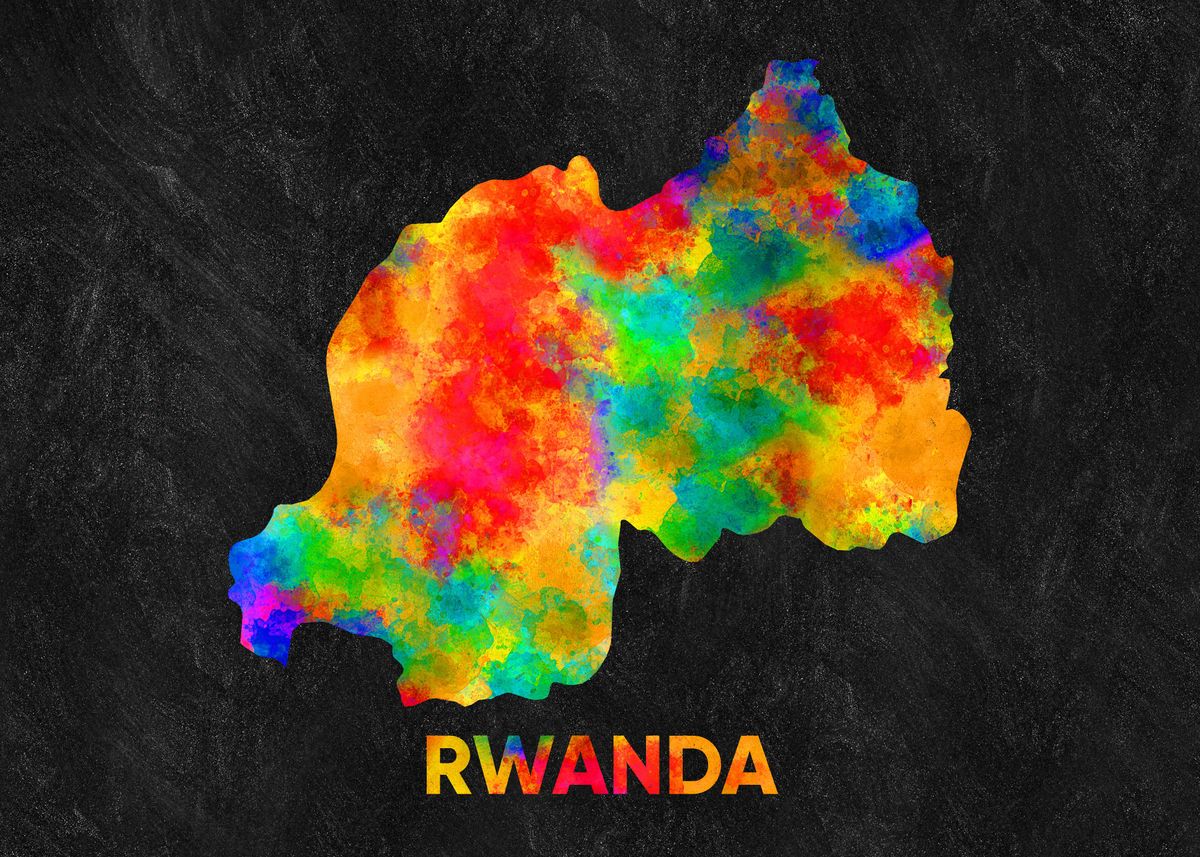 'rwanda map' Poster, picture, metal print, paint by SplashDesign | Displate