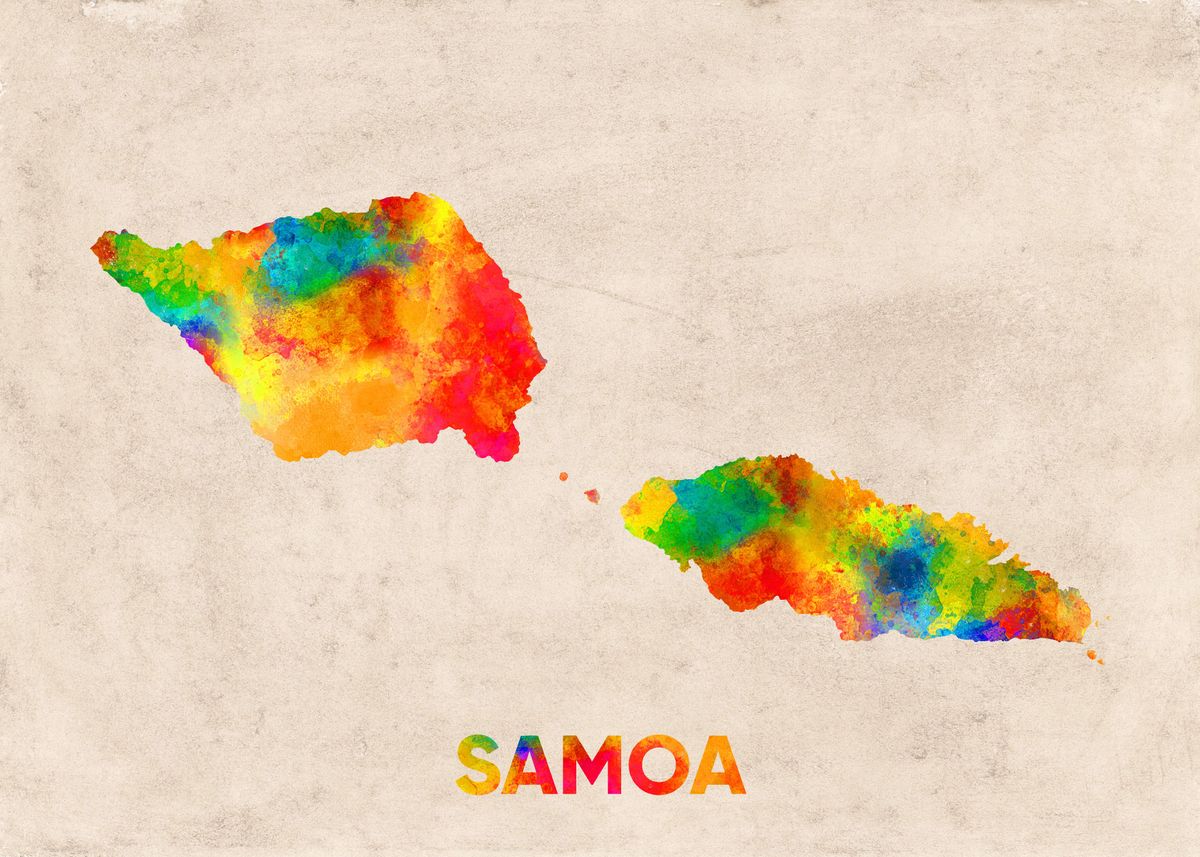 'samoa map' Poster, picture, metal print, paint by SplashDesign | Displate