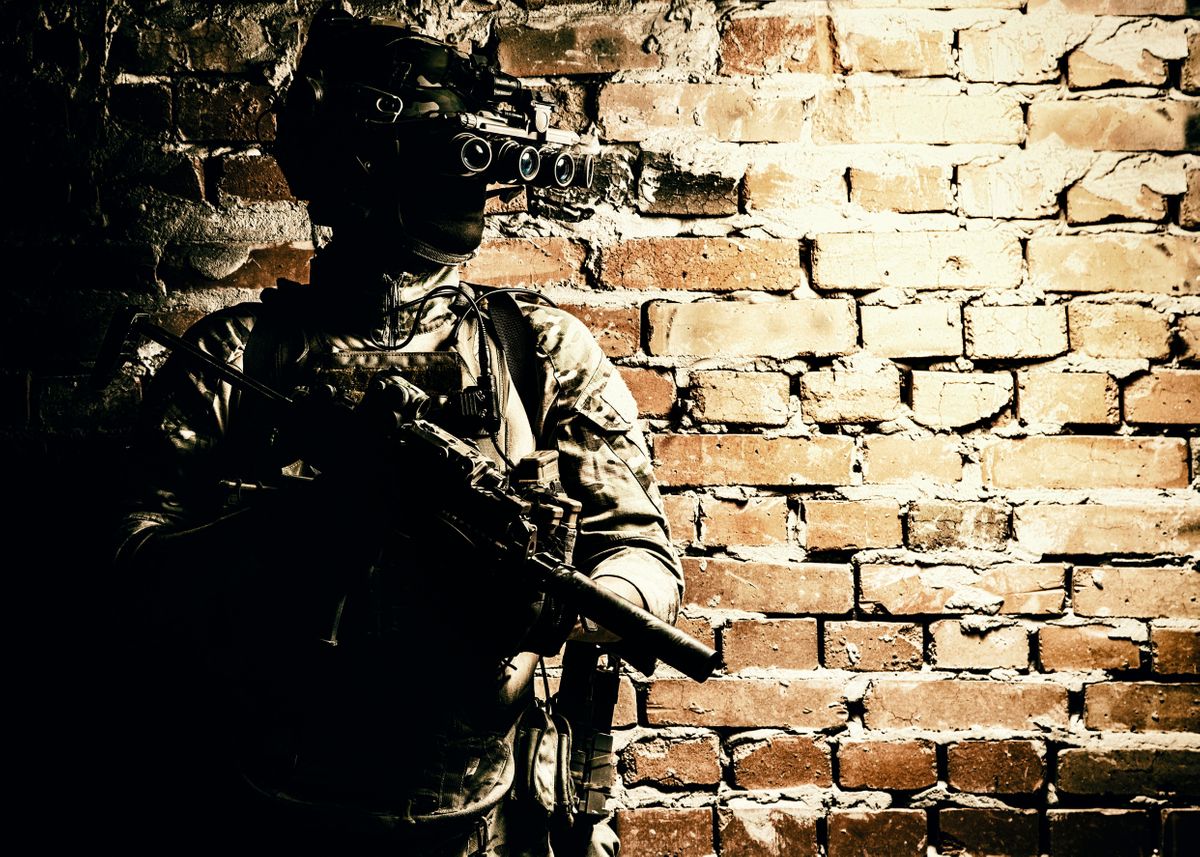 'tactical group fighter' Poster, picture, metal print, paint by ...