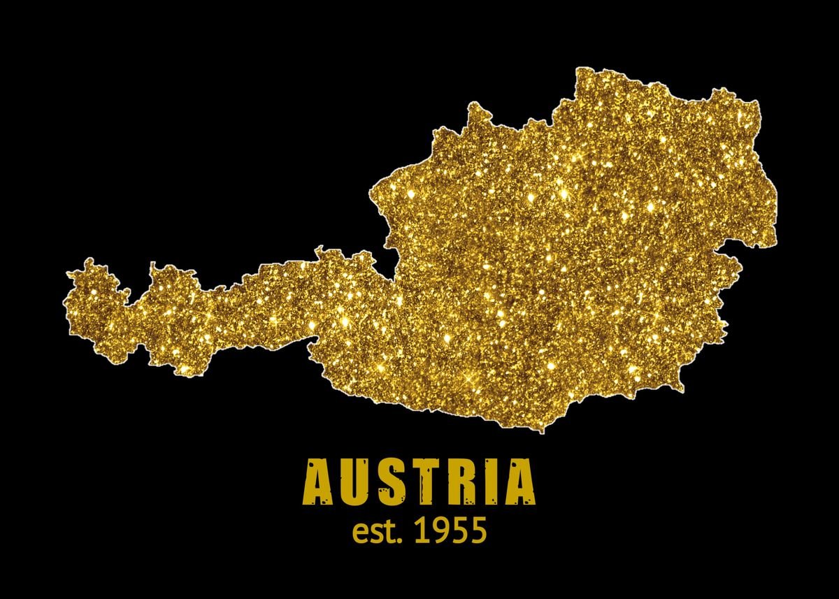 'Austria Gold Map' Poster, picture, metal print, paint by Miracle ...