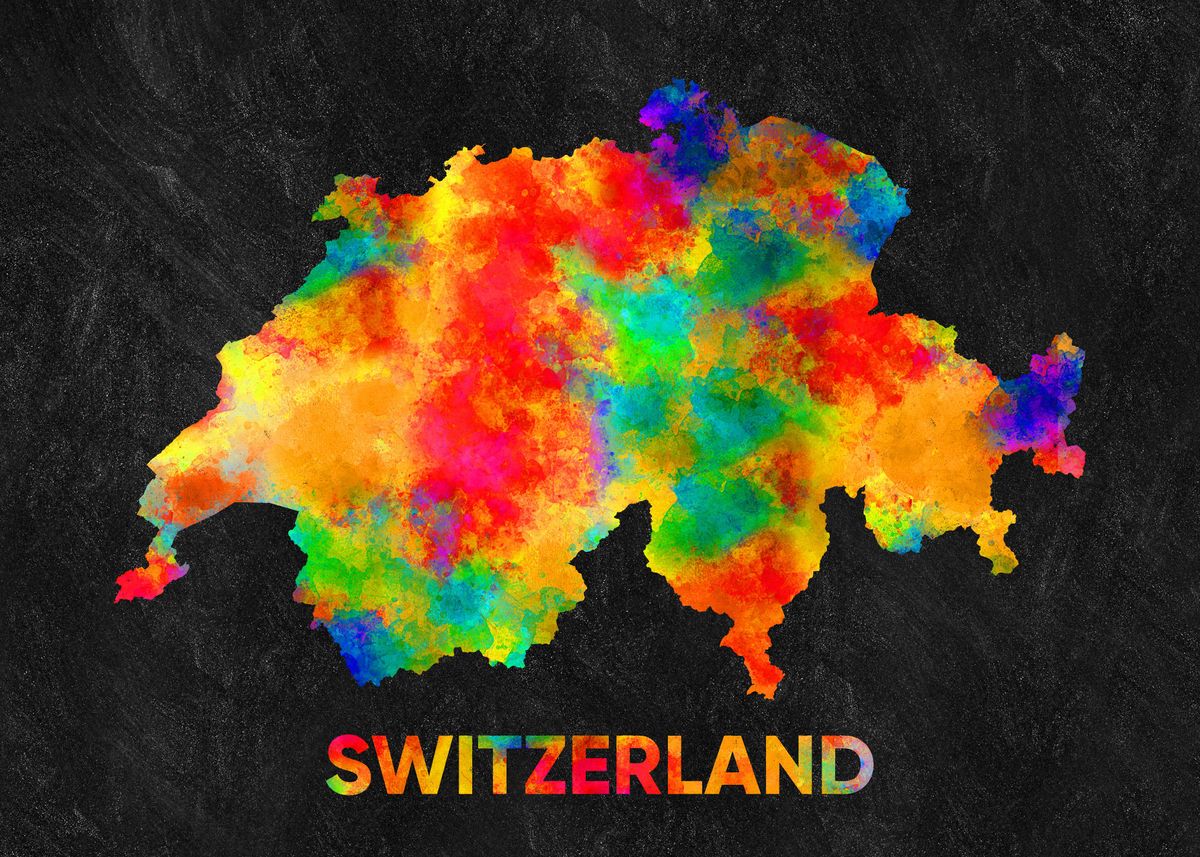 'switzerland' Poster, picture, metal print, paint by SplashDesign ...