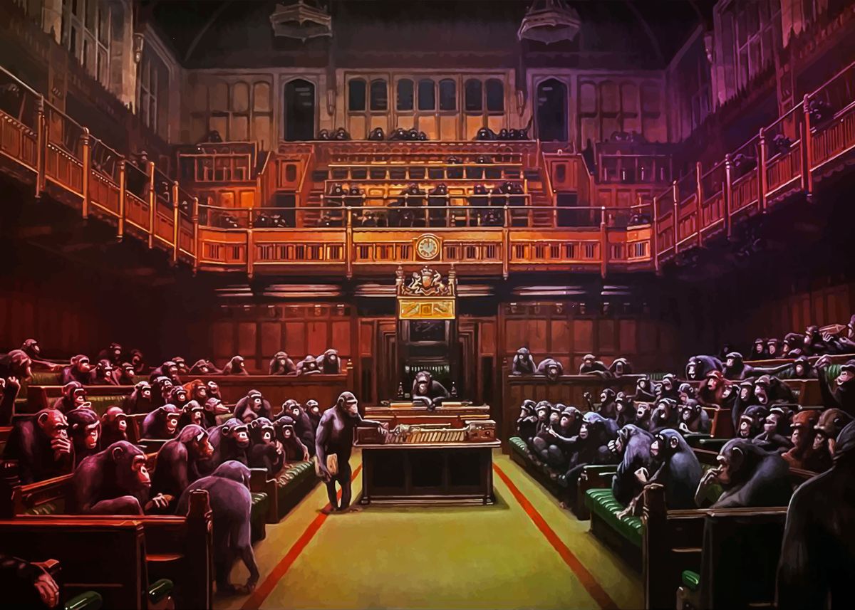 'Banksy Devolved Parliament' Poster, picture, metal print, paint by ...