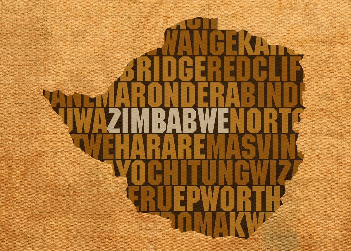 'Zimbabwe Country Word Map ' Poster, picture, metal print, paint by ...