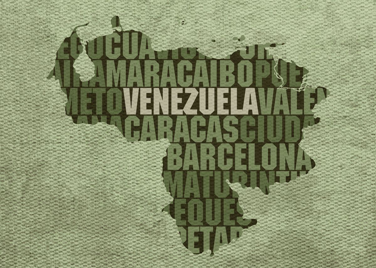 'Venezuela Country Word Map' Poster, picture, metal print, paint by ...