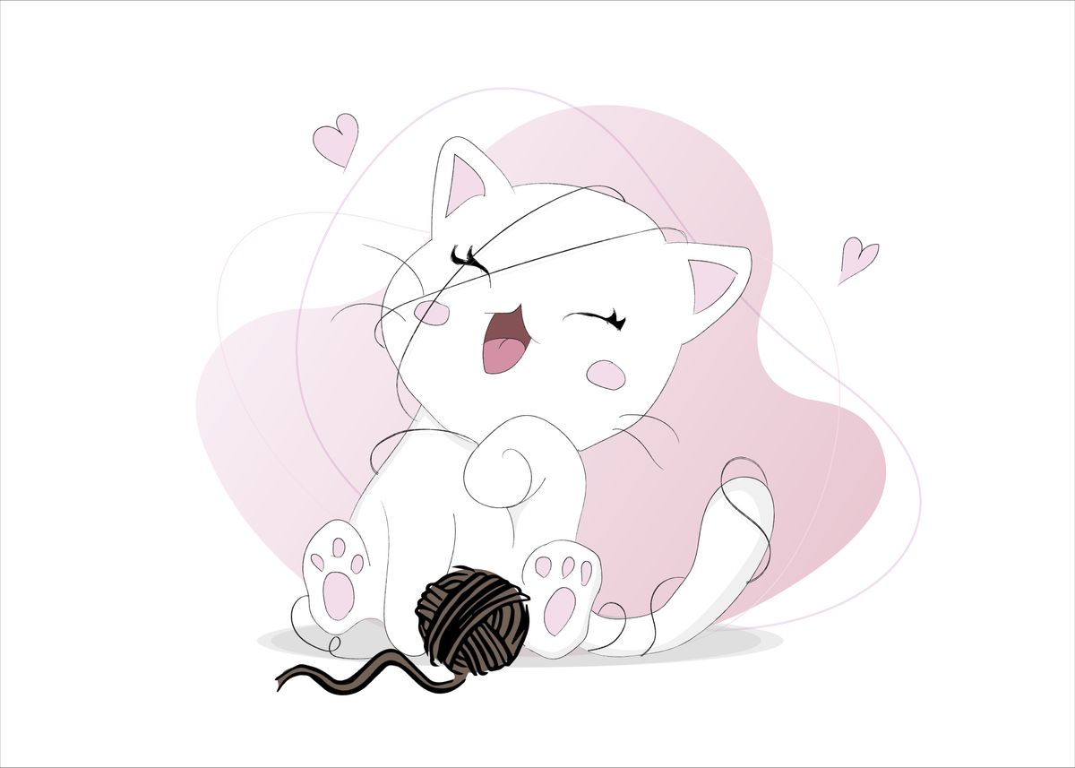 'Le chat' Poster, picture, metal print, paint by Cedric Stepien | Displate