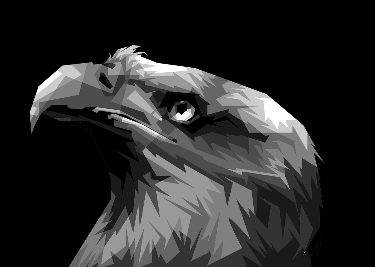 'eagle head grayscale ' Poster, picture, metal print, paint by Rizky ...