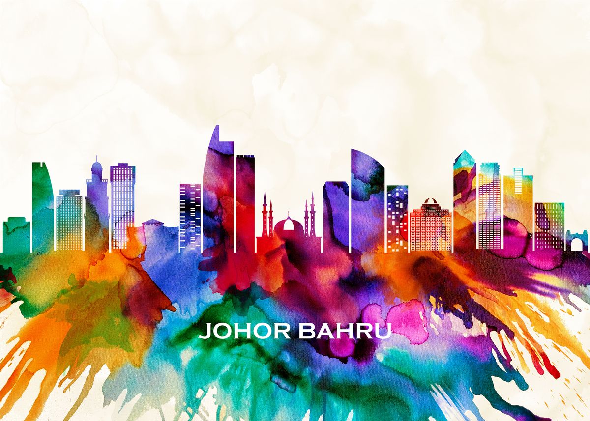 'Johor Bahru Skyline' Poster, picture, metal print, paint by Towseef ...