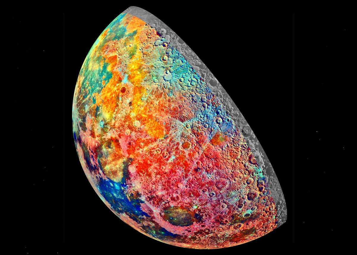 'moon false color mosaic' Poster, picture, metal print, paint by ...