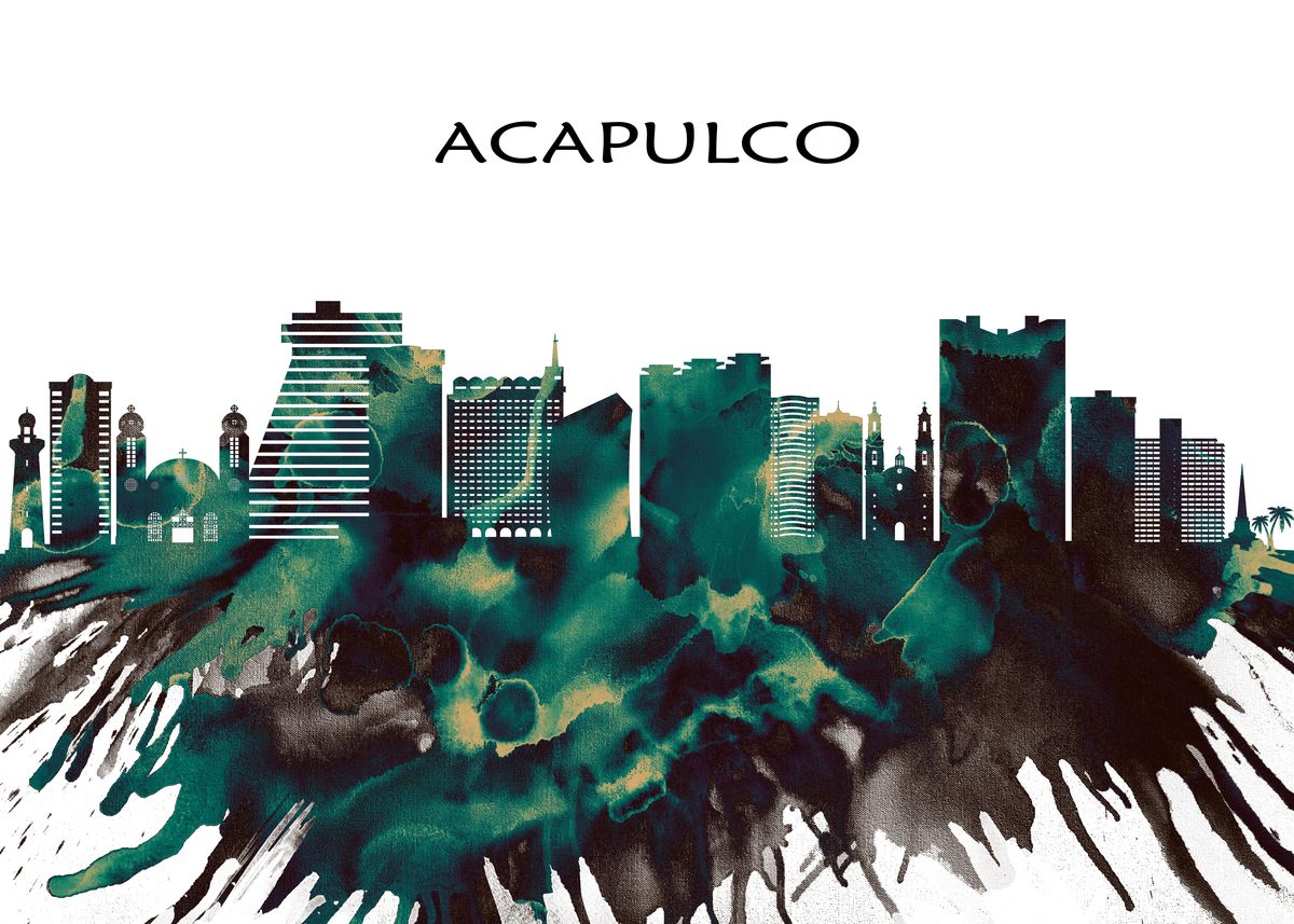 'Acapulco Skyline' Poster, picture, metal print, paint by Towseef Dar ...