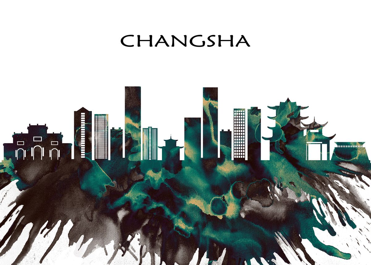 'Changsha Skyline' Poster, picture, metal print, paint by Towseef Dar ...