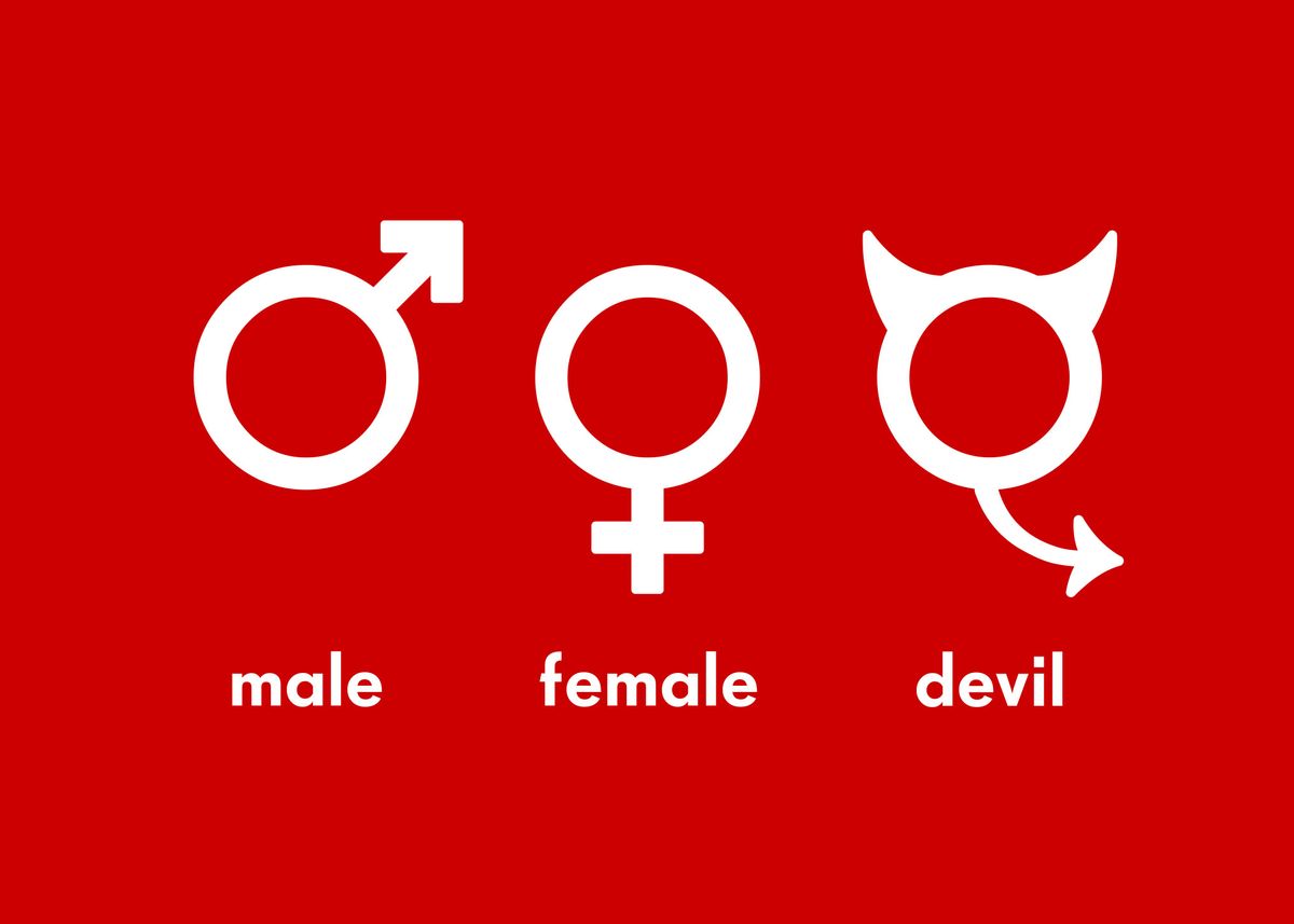 'MAle Female Devil' Poster, picture, metal print, paint by Duukster ...