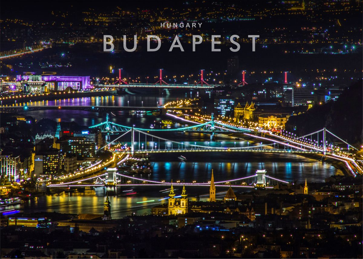 'Budapest night view' Poster, picture, metal print, paint by Ez ...