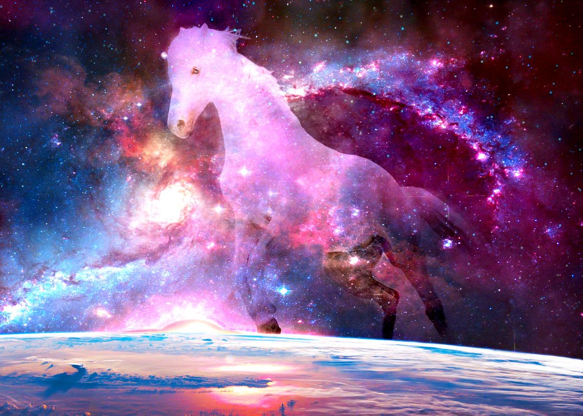 'Cosmic Horse' Poster, picture, metal print, paint by Leon Seemann ...