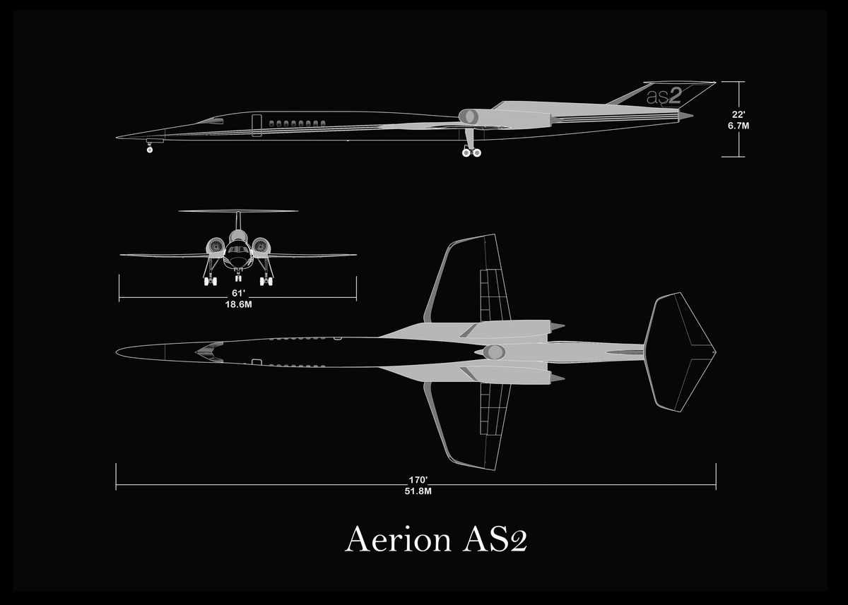 'Aerion AS2 Blueprint' Poster, picture, metal print, paint by B & W ...