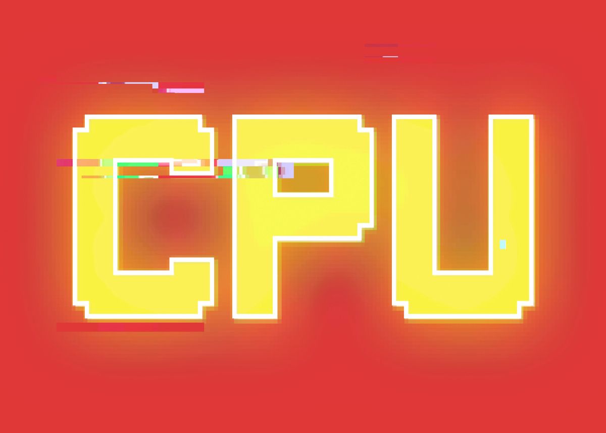 'CPU glitch text yel red' Poster, picture, metal print, paint by Grenar ...