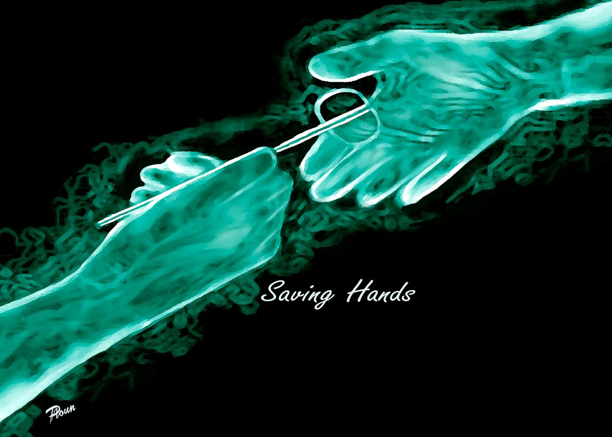 'Saving Hands' Poster, picture, metal print, paint by Philippe Aoun ...