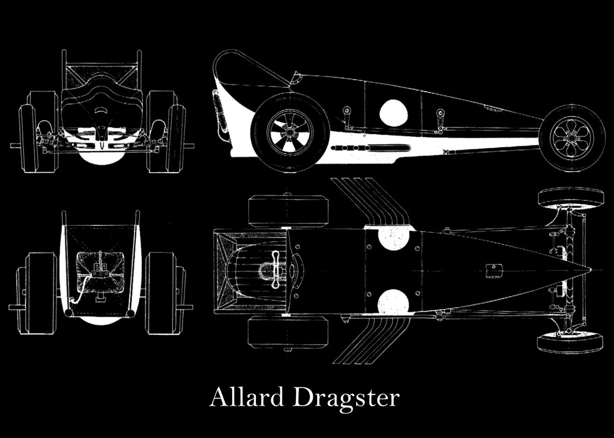 'Allard Dragster Blueprint' Poster by B & W Arts | Displate