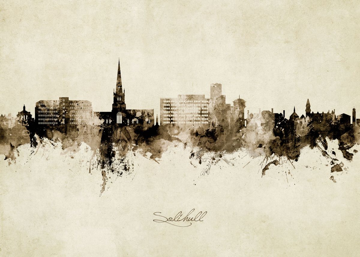 'Solihull Skyline England' Poster by Michael Tompsett | Displate