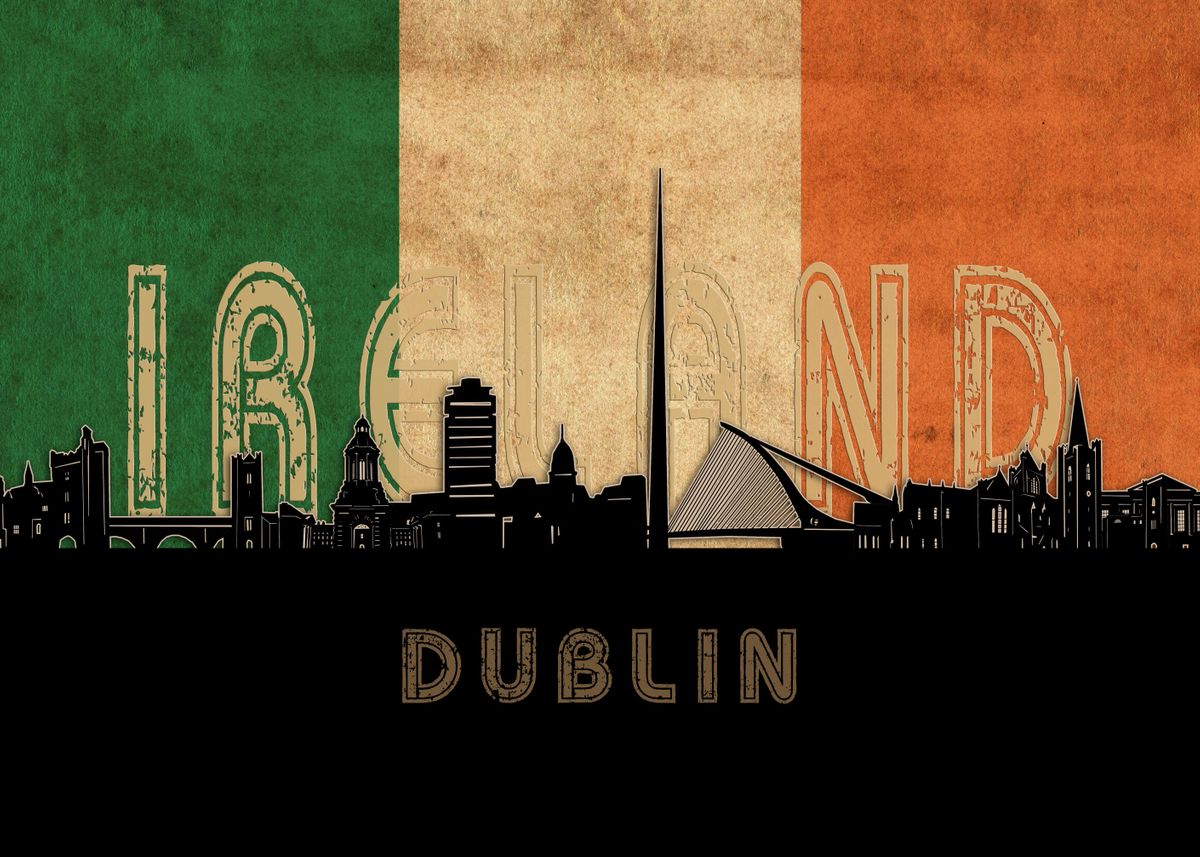 'dublin skyline flag' Poster, picture, metal print, paint by Bekim Art ...