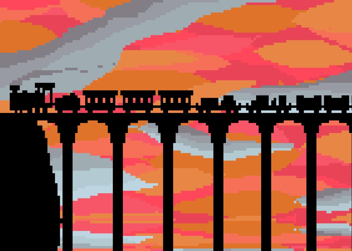 'Pixel Train' Poster, picture, metal print, paint by Thomas Saltybean ...