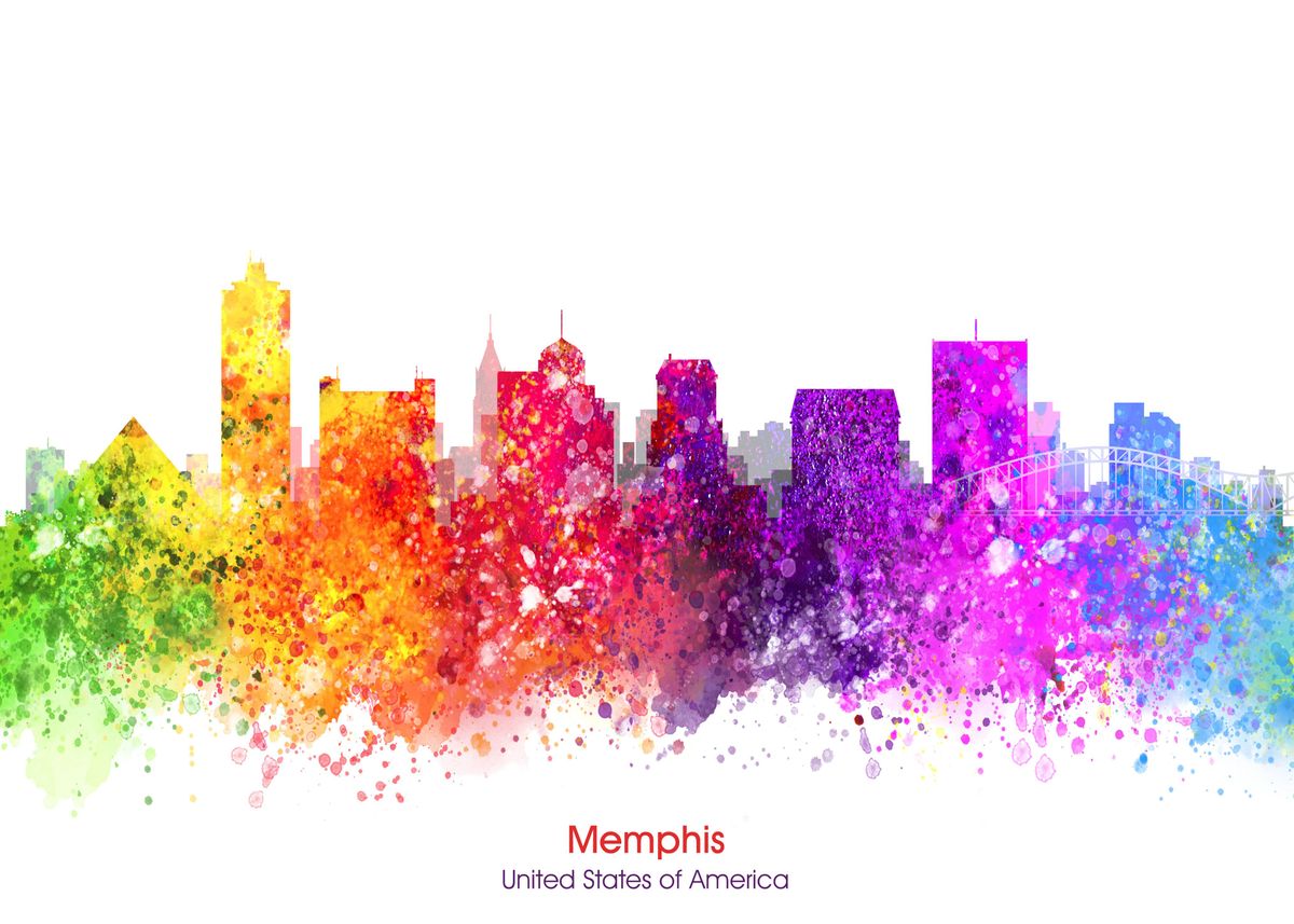 'memphis color cityscape' Poster, picture, metal print, paint by ...