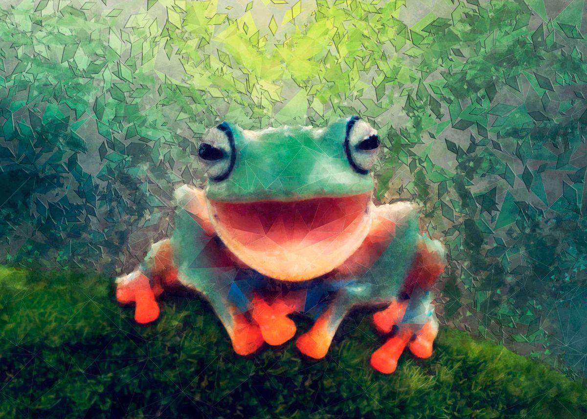 'Green tree frog' Poster, picture, metal print, paint by Martin ...