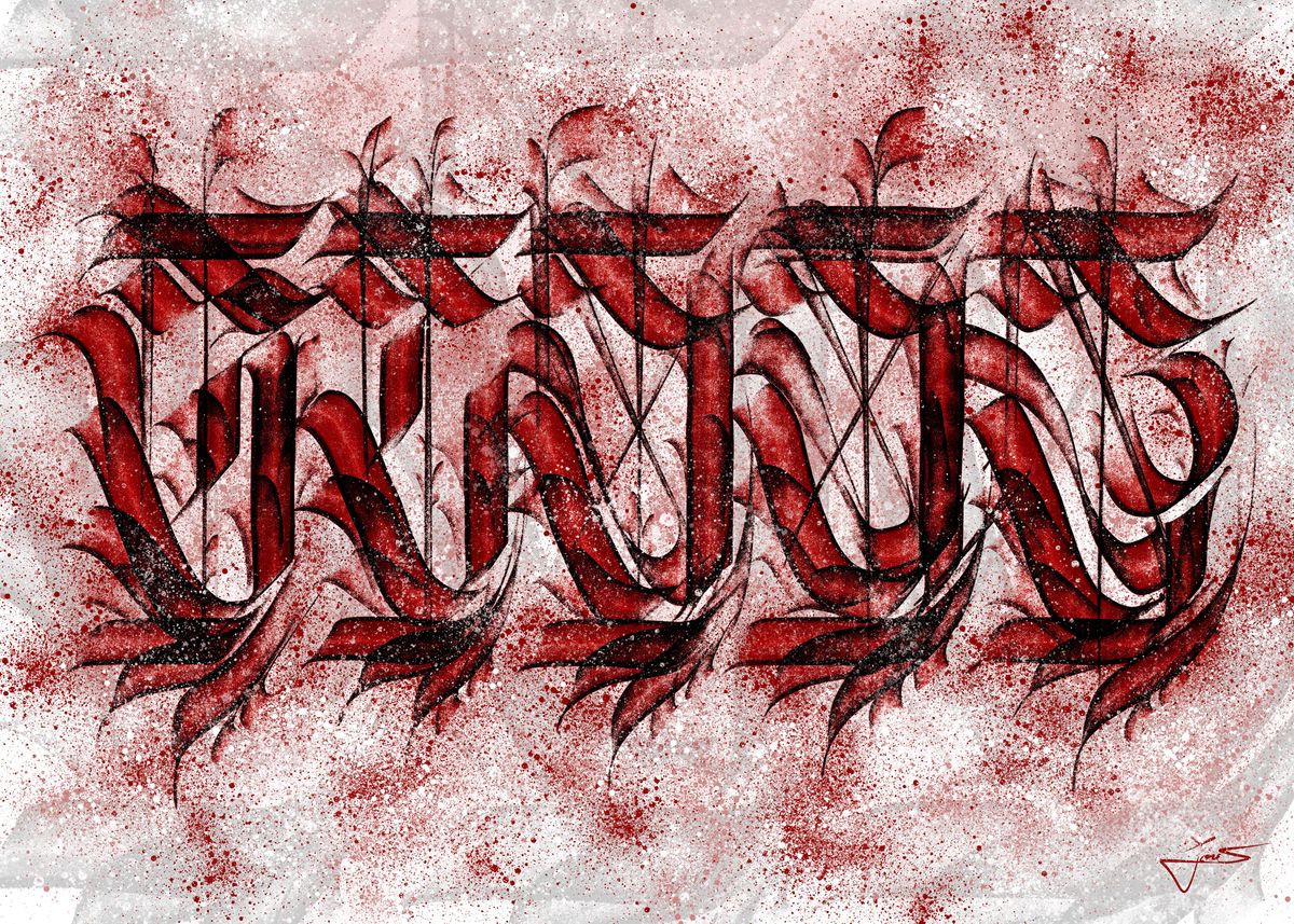 'BLOOD Calligraffiti poster' Poster, picture, metal print, paint by ...