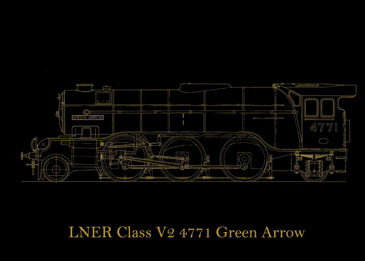 'LNER Class V2 4771 Green ' Poster, picture, metal print, paint by B ...