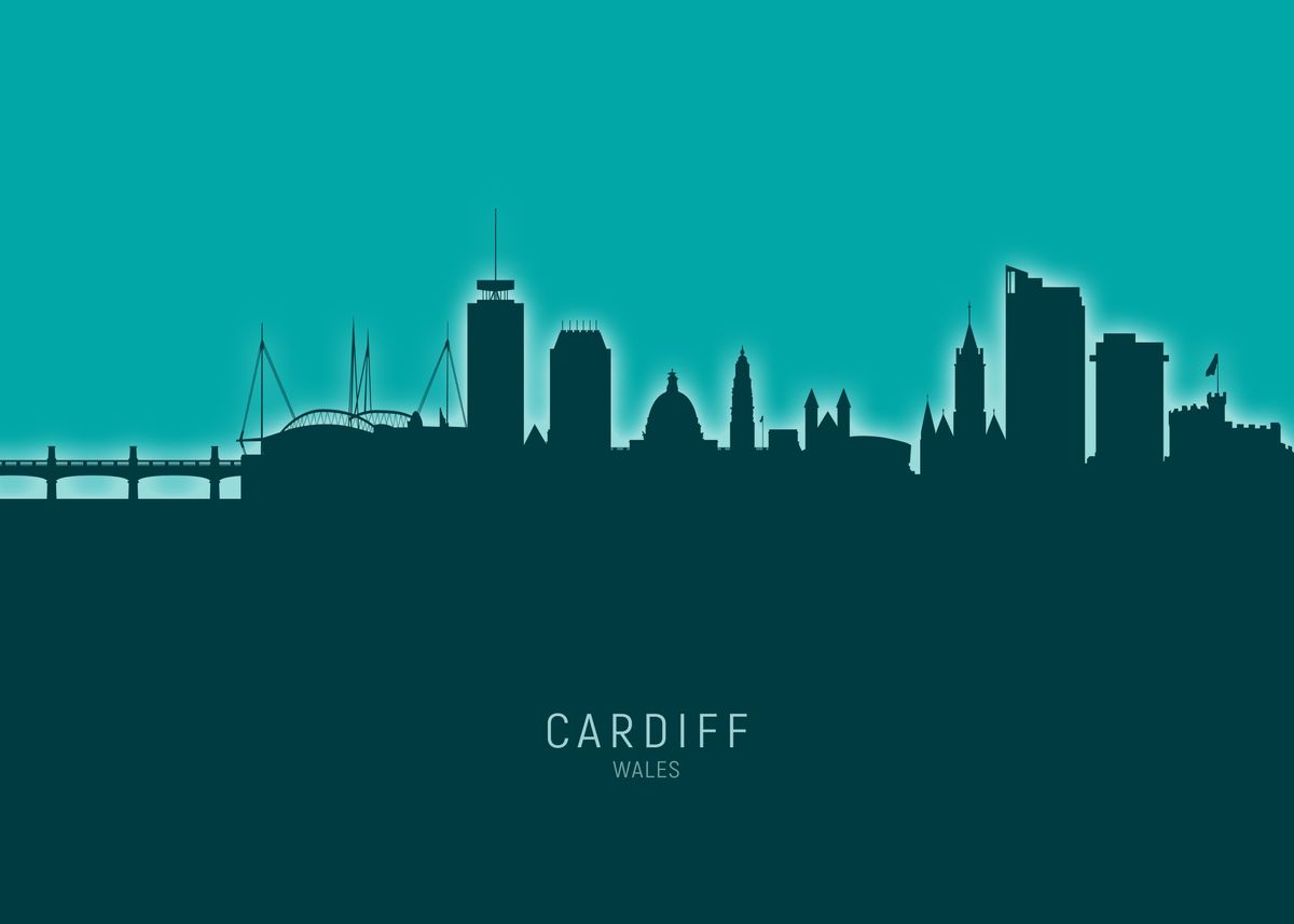 'Cardiff Skyline Wales' Poster by Michael Tompsett | Displate