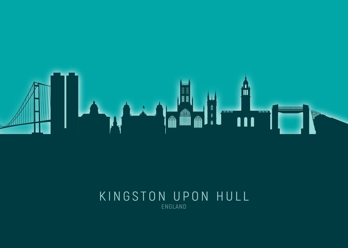 'Kingston upon Hull Skyline' Poster by Michael Tompsett | Displate