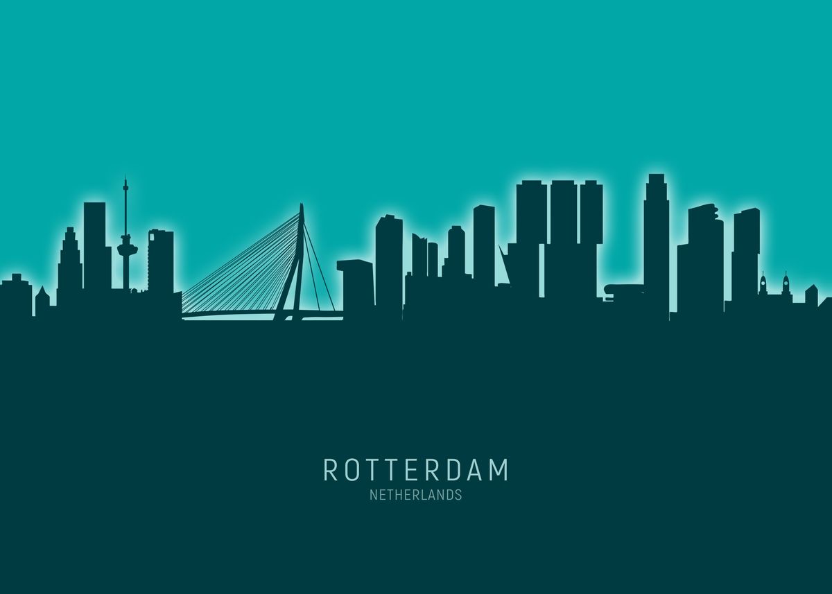 'Rotterdam Skyline' Poster, picture, metal print, paint by Michael ...