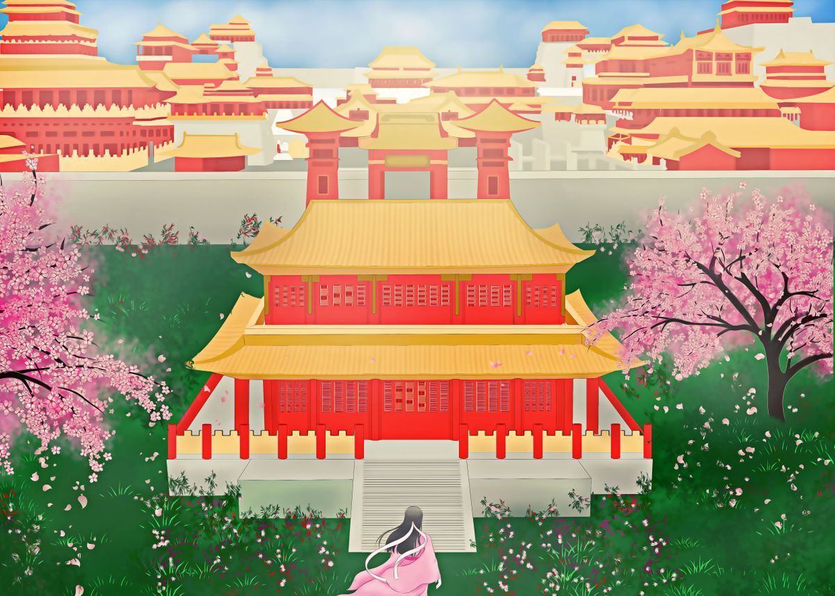 'chinese castle' Poster by MAMMIRI ART | Displate