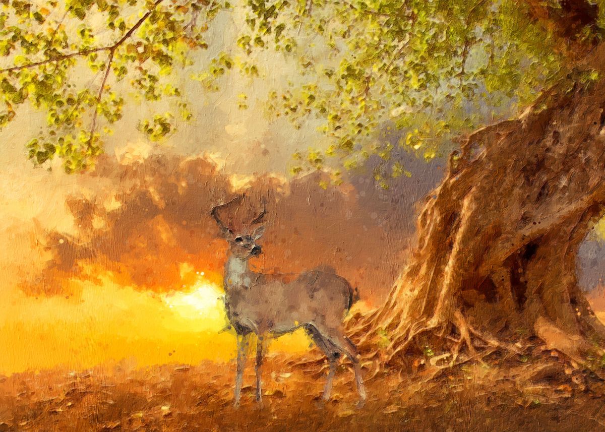 'Painting Deer' Poster by art qlie | Displate