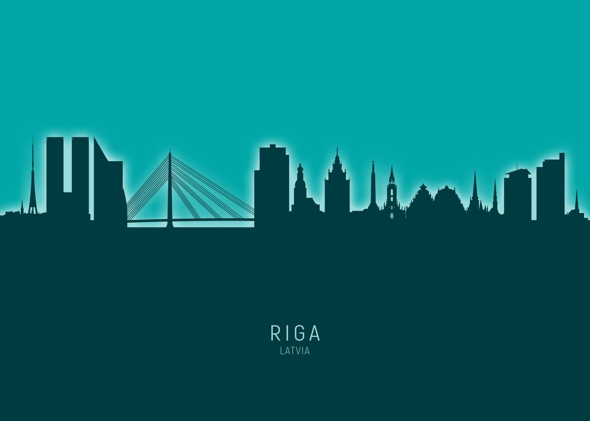'Riga Skyline Latvia' Poster, picture, metal print, paint by Michael ...