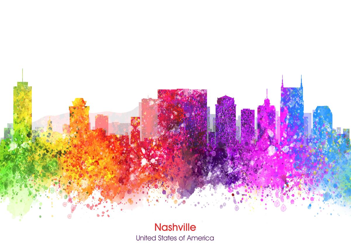 'nashville color cityscape' Poster by Project X | Displate